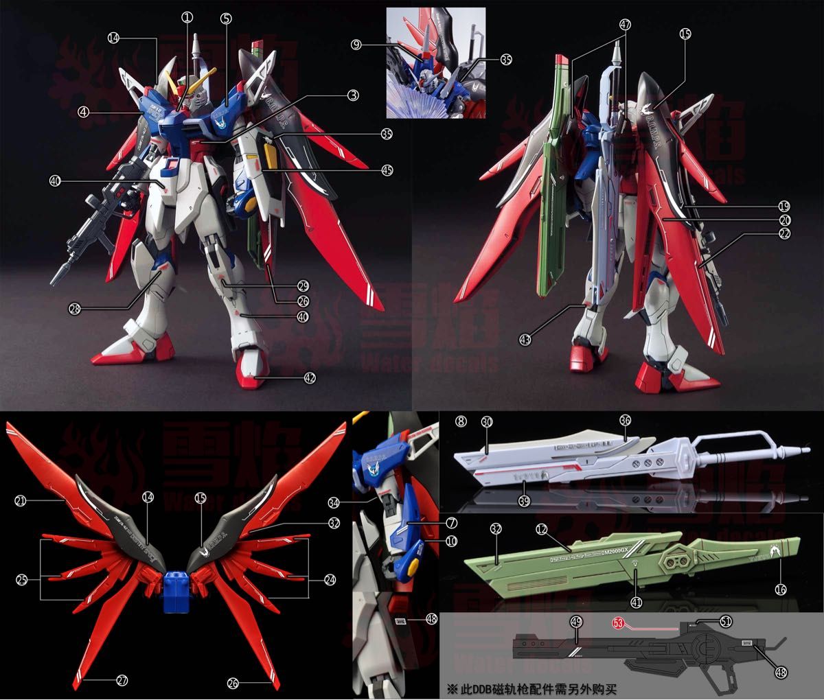 HG ゼウスシルエット用蛍光2枚組水転写式デカール 他社製 HG ゼウスシルエット用蛍光2枚組水転写式デカール 他社製