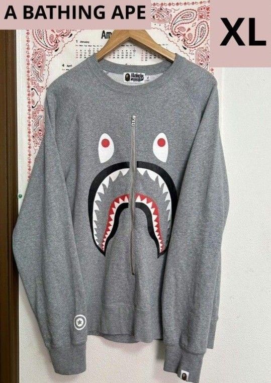 A BATHING APE スウェット シャーク 鮫 グレー 灰色 XL サイズ A BATHING APE スウェット シャーク 鮫 グレー 灰色 XL サイズ