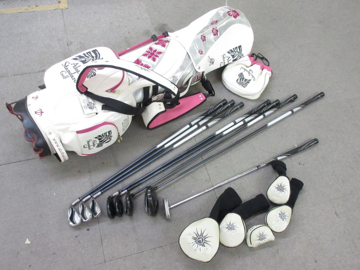 Q074-N35-3062 Aloha Standard Golf キャディバッグ Callaway SOLAIRE アイアン S P 8 ドライバー ユーティリティ 等 レディース 現状品1 ...