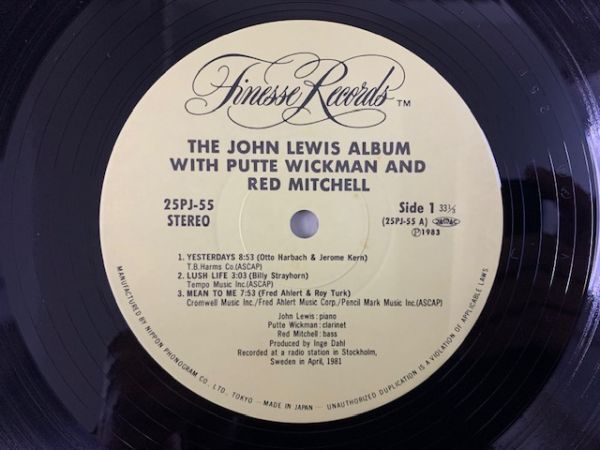 ジョン ルイス THE JOHN LEWIS ALBUM with PUTTE WICKMAN and RED MITCHELL ピアノ トリオ 国内盤 Finesse 25PJ-55(ジャズ ...
