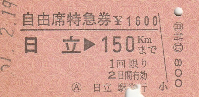 Yahoo!オークション - E066.常磐線 日立⇒150キロ 61.2.19