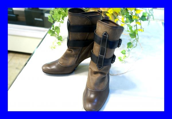 Yahoo!オークション - 美品 ピサロ PISARO レザー ベルト ブーツ 23cm...