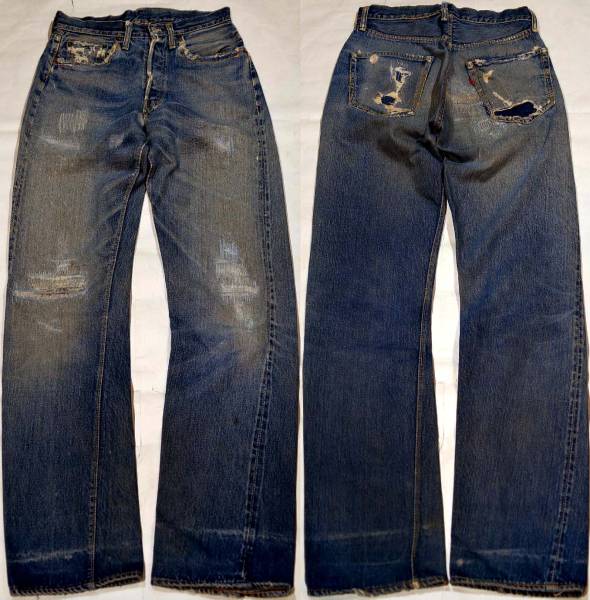 Yahoo!オークション - f695/LEVIS501XX革パッチ～ギャラ入り50'sゴール...